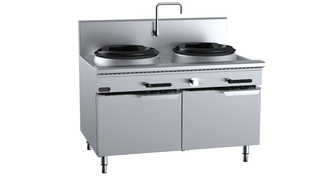 B+S K+ UFWWK-2 Two Hole Waterless Wok Table - Liteco Hospitality